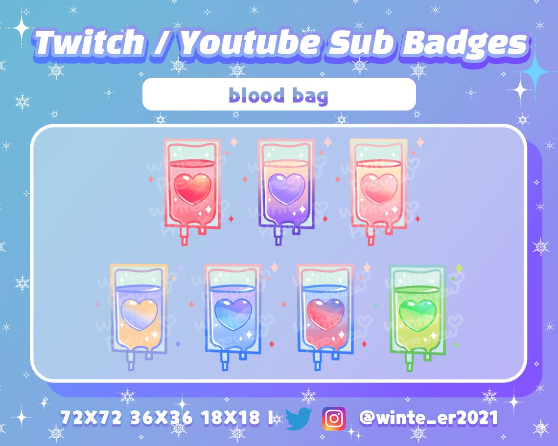 Blood Bag Twitch Sub Badges / Pastel Bit Badges / Cute Sub Badges ...