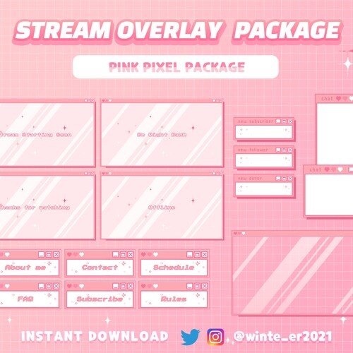 Twitch Pink Pixel Computer Stream Overlay Package Animated - Etsy