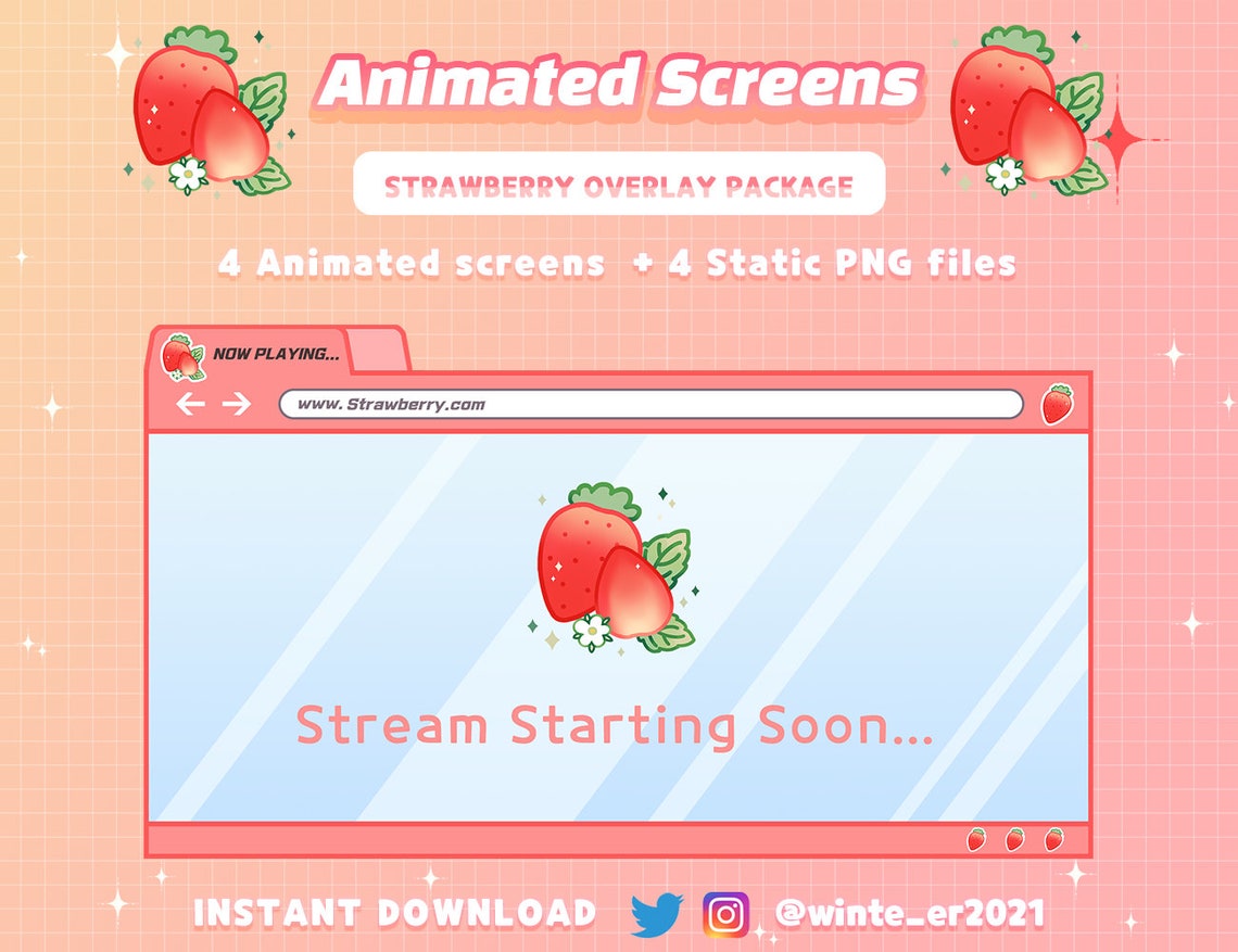 Animated Twitch Strawberry Stream Screens / Pastel Strawberry - Etsy