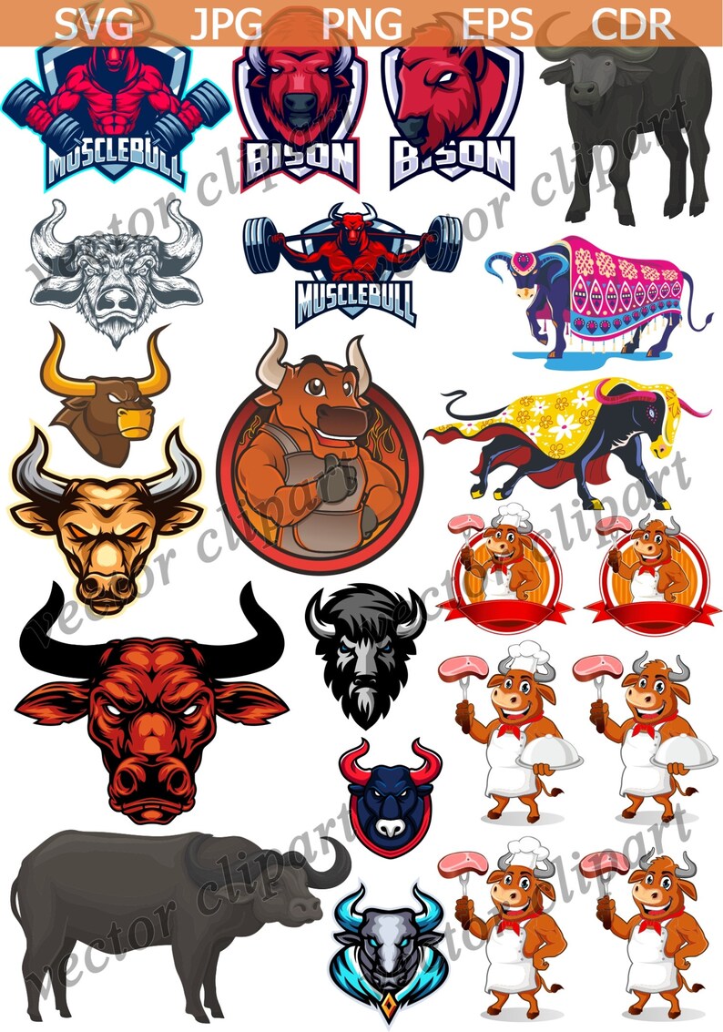 Bull SVG Bull Clipart Bull Svg Bundle Bull Vector Cut File - Etsy