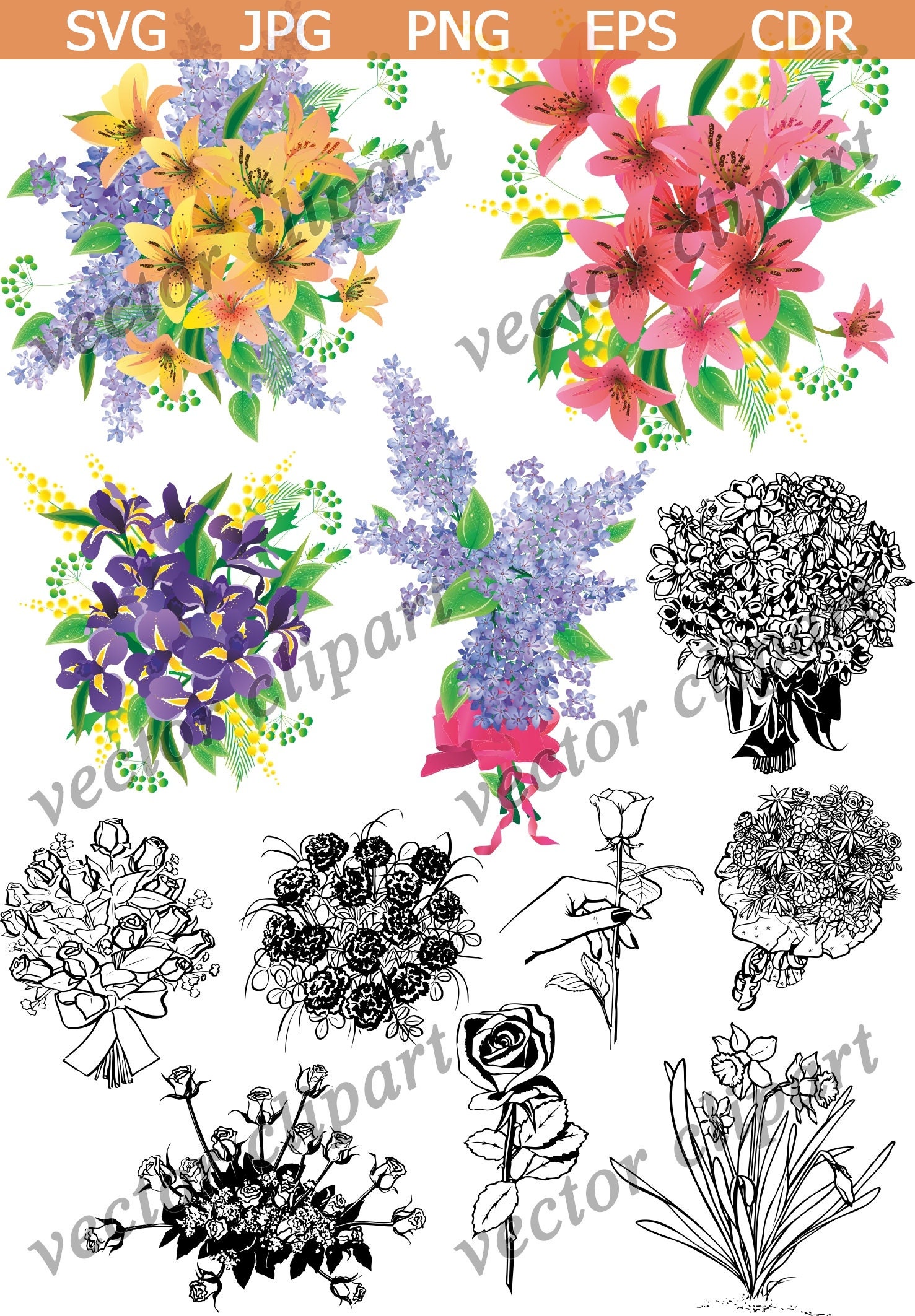 Flowers SVG Flowers Clipart Flowers Svg Files Flowers - Etsy UK