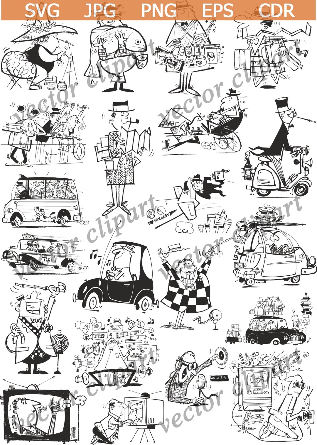 Retro Cartoon SVG Retro Clipart Retro Svg Files Retro - Etsy