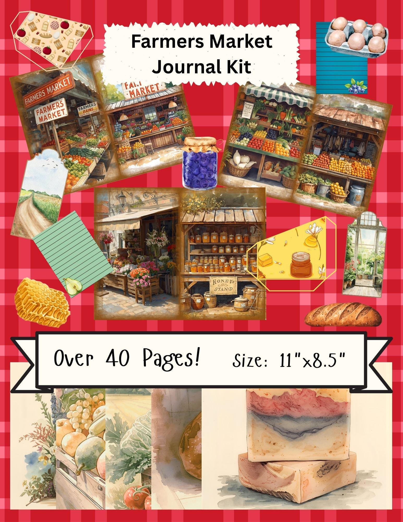 Farmers Market Junk Journal Digital Kit: PDF Download, 40+ Pages, Fussy ...