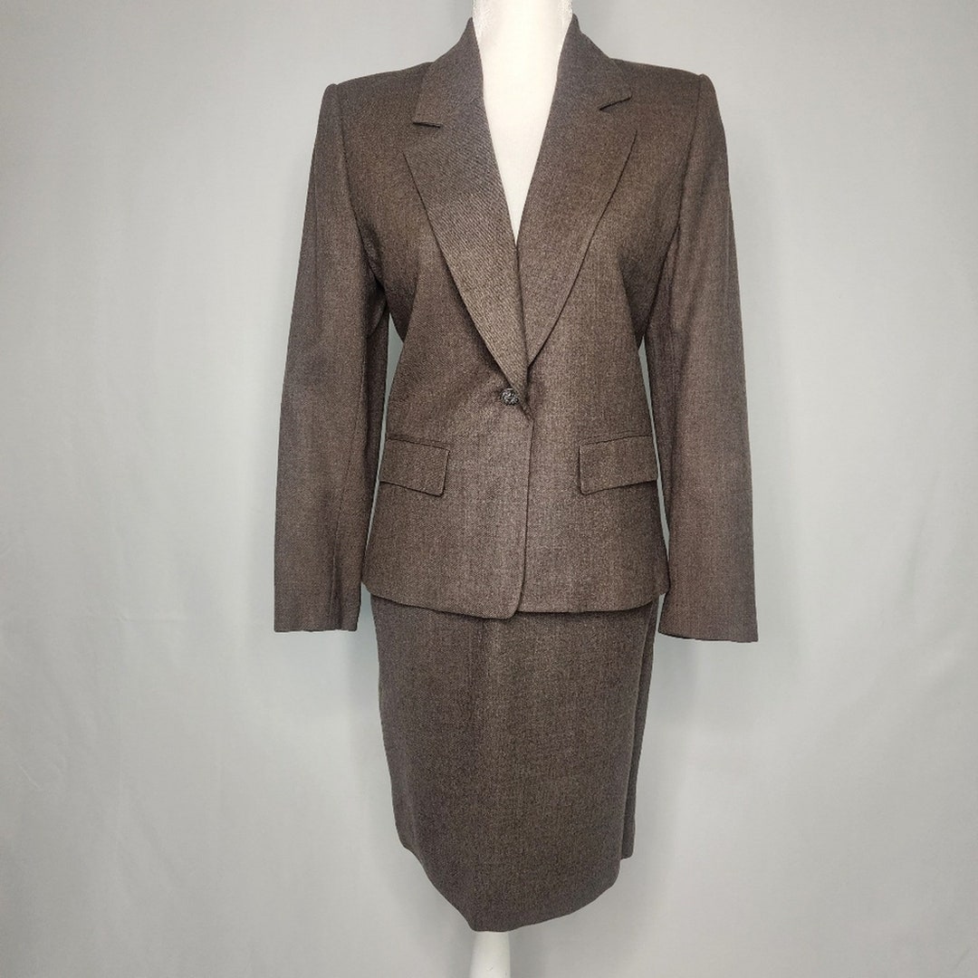 Vintage Worsted Wool Brown 2 Piece Skirt Suit Jacket - Etsy