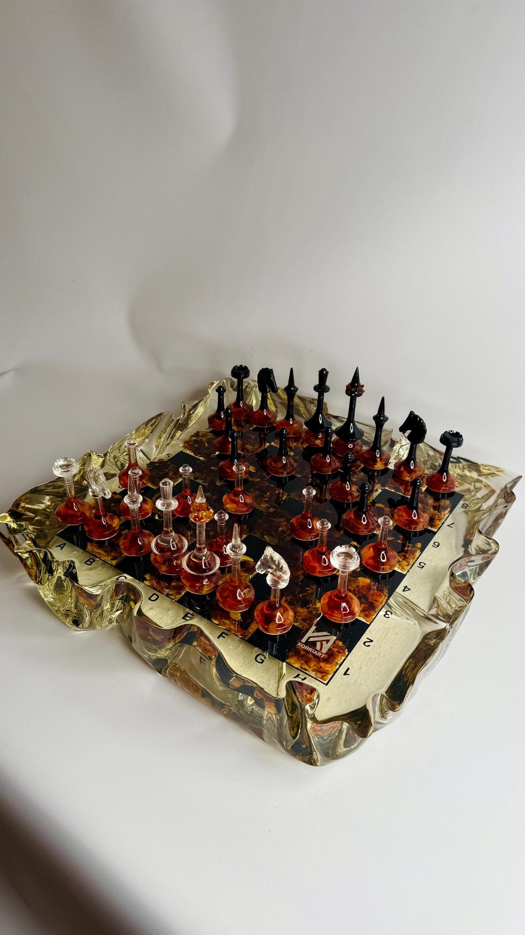 Amber Iceberg Chess Set – Exclusive Resin & Amber Artwork, Handmade ...