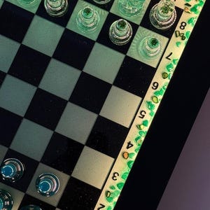 Handmade Epoxy Resin Chess Set: Green Glow LED Backlight Chess Board - Etsy