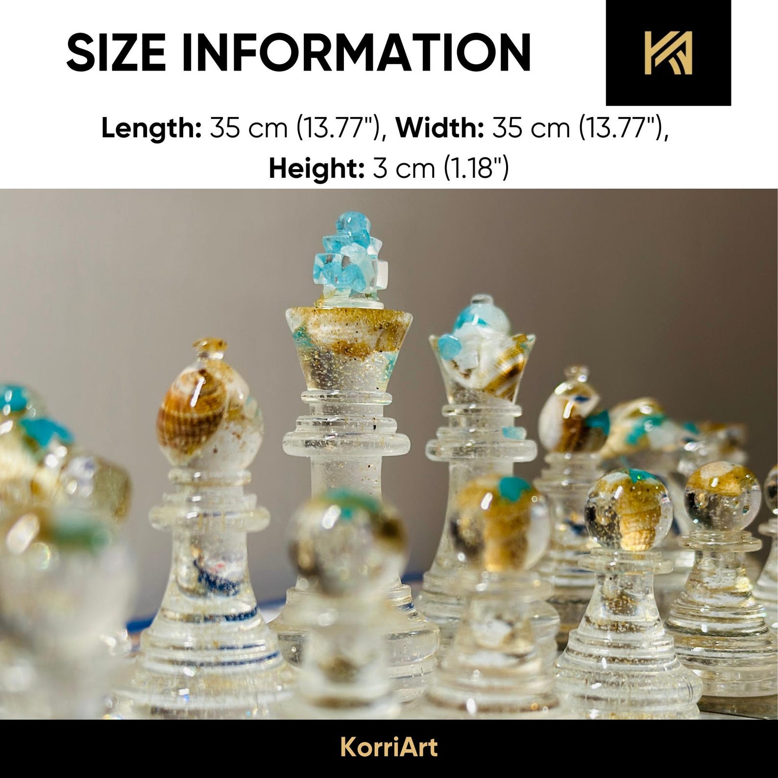 Epoxy Resin Chess Set in Ocean Style, Custom Chess Set, Resin Chess ...