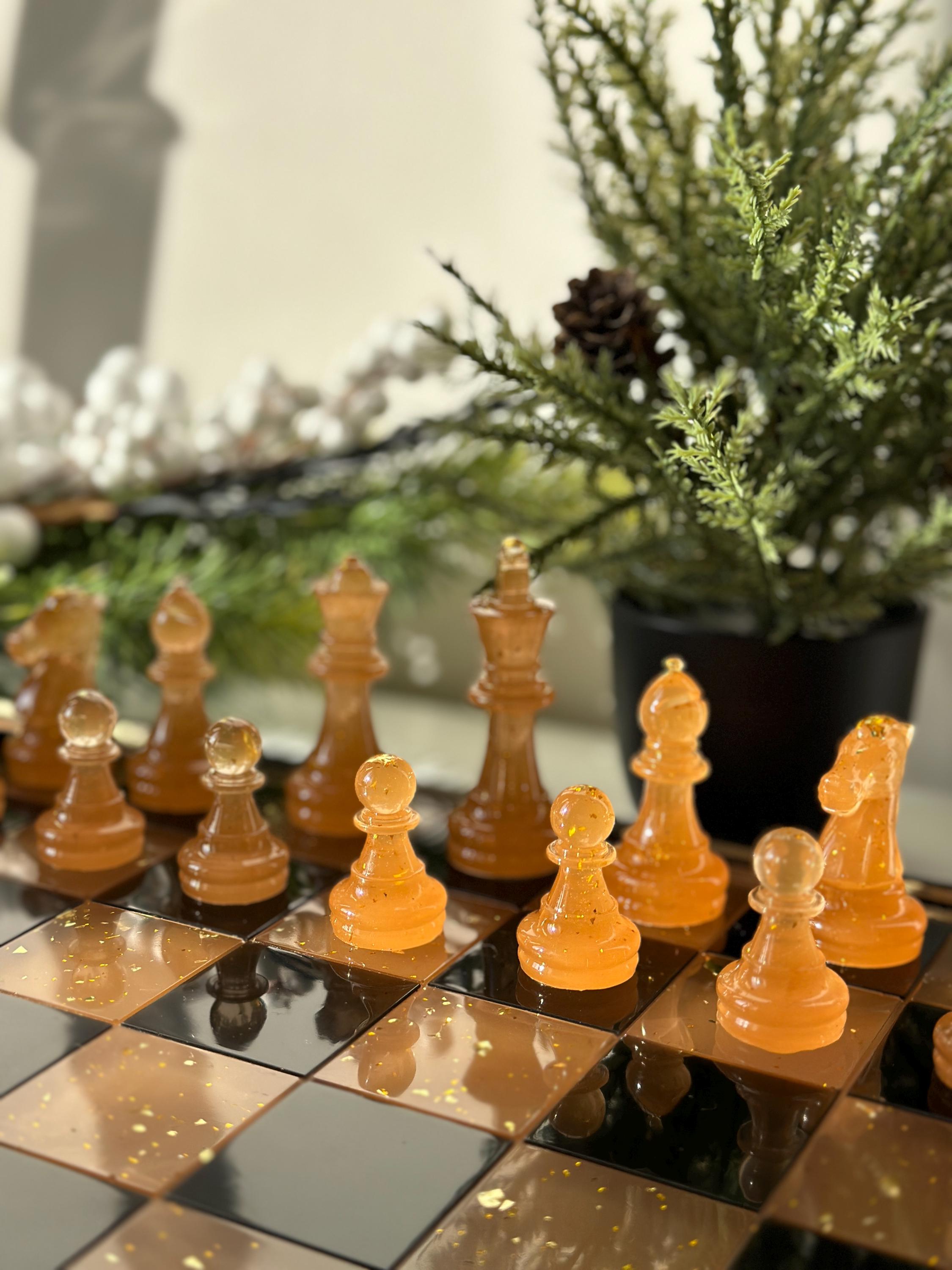 Handmade Chess Set Made of Epoxy Resin With a Wooden Podium, Epoxy ...