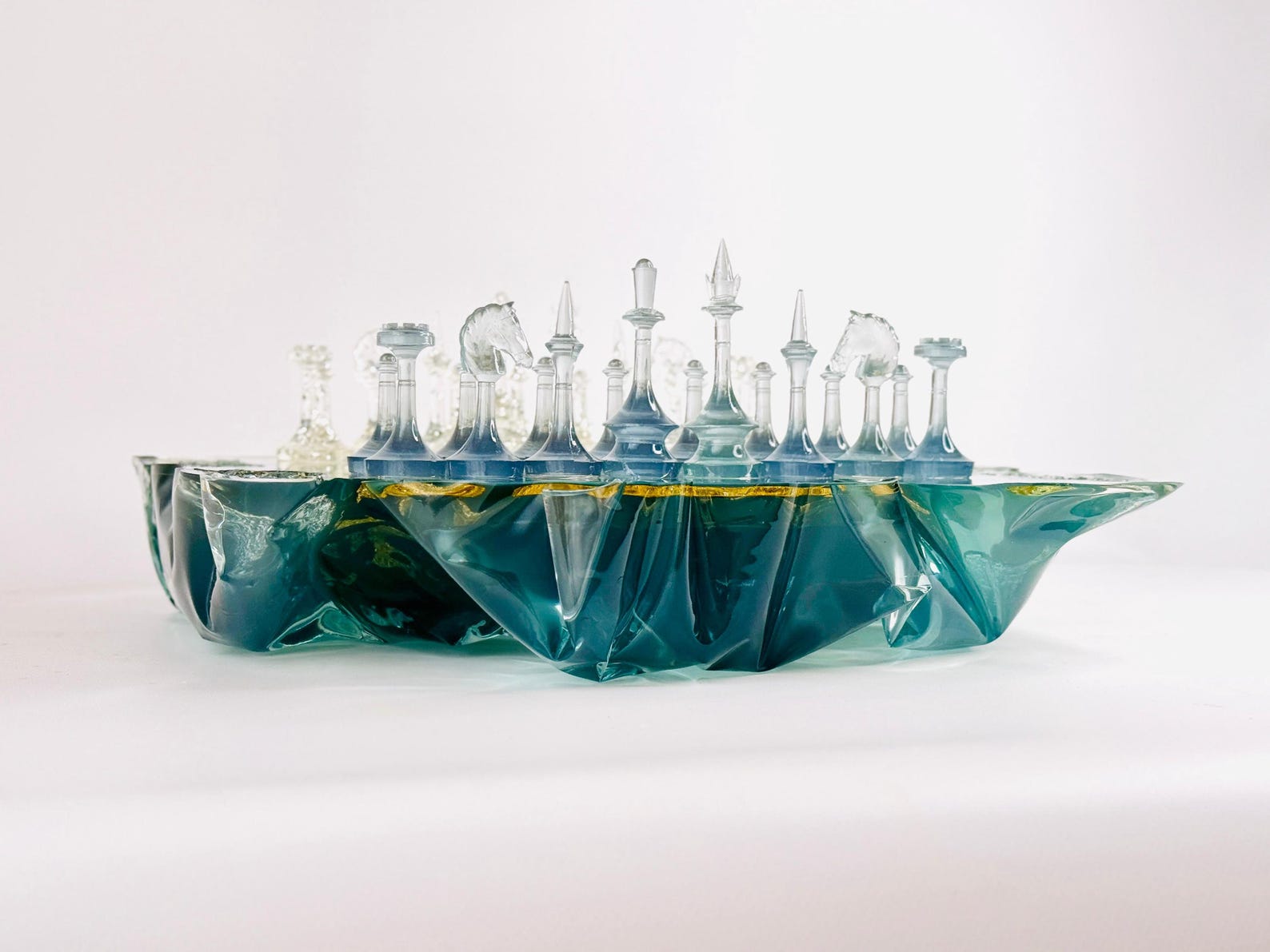 Handmade Resin Chess Set: Iceberg Design, Silver Accents - Etsy