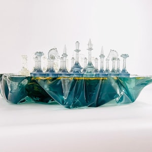 Handmade Resin Chess Set: Iceberg Design, Silver Accents - Etsy
