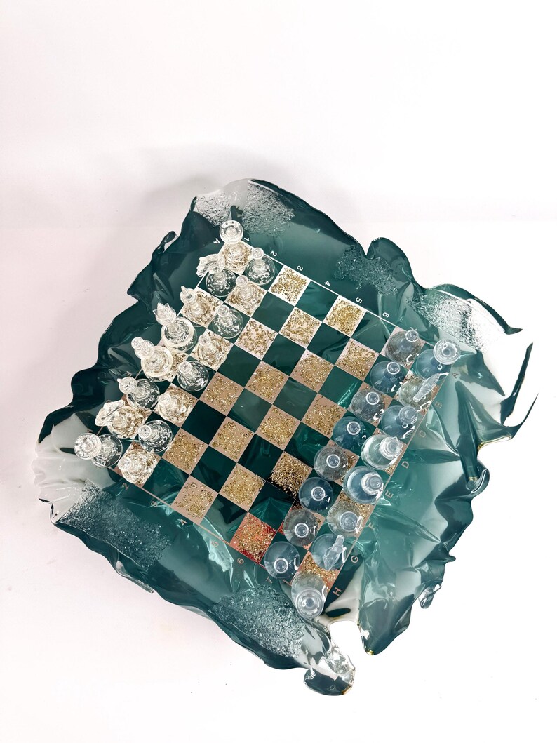 Handmade Resin Chess Set: Iceberg Design, Silver Accents - Etsy