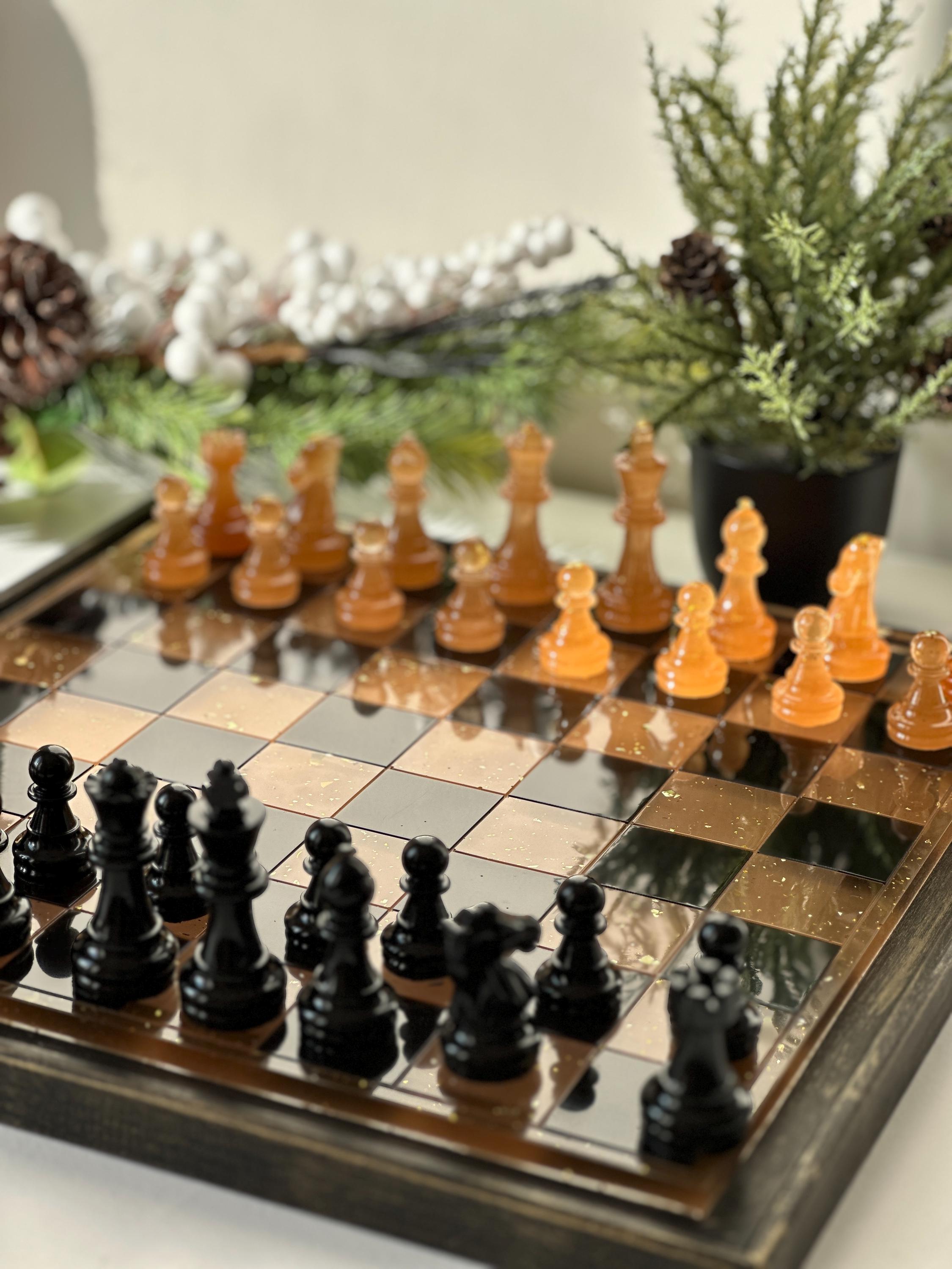 Handmade Chess Set Made of Epoxy Resin With a Wooden Podium, Epoxy ...