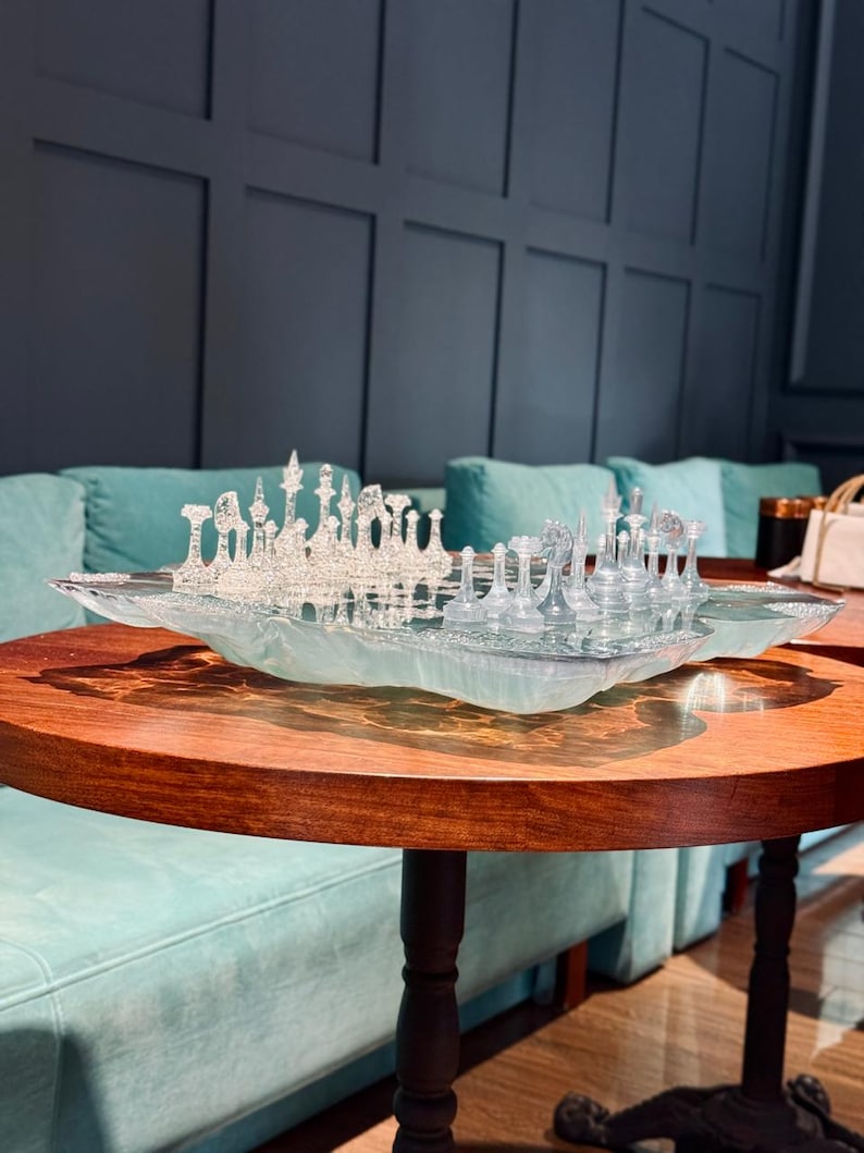 Handmade Iceberg Resin Chess Set: Unique Epoxy Chessboard - Etsy