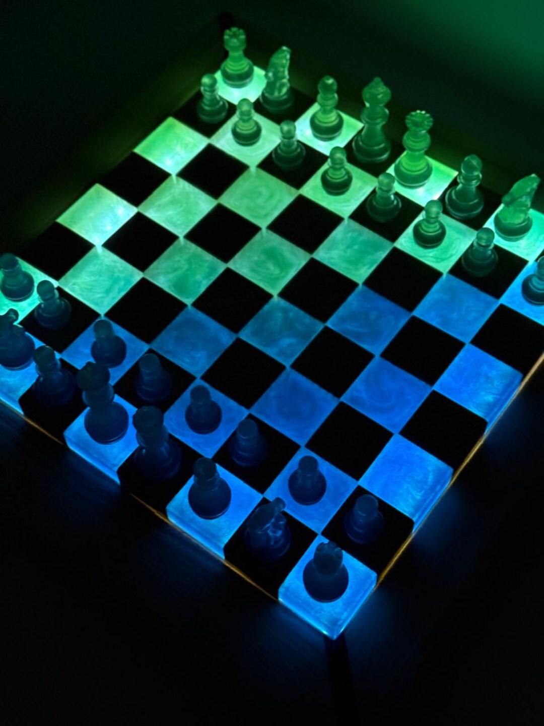 Handmade Illuminated LED Chess Set, Epoxy Resin Chess, Father's Day ...