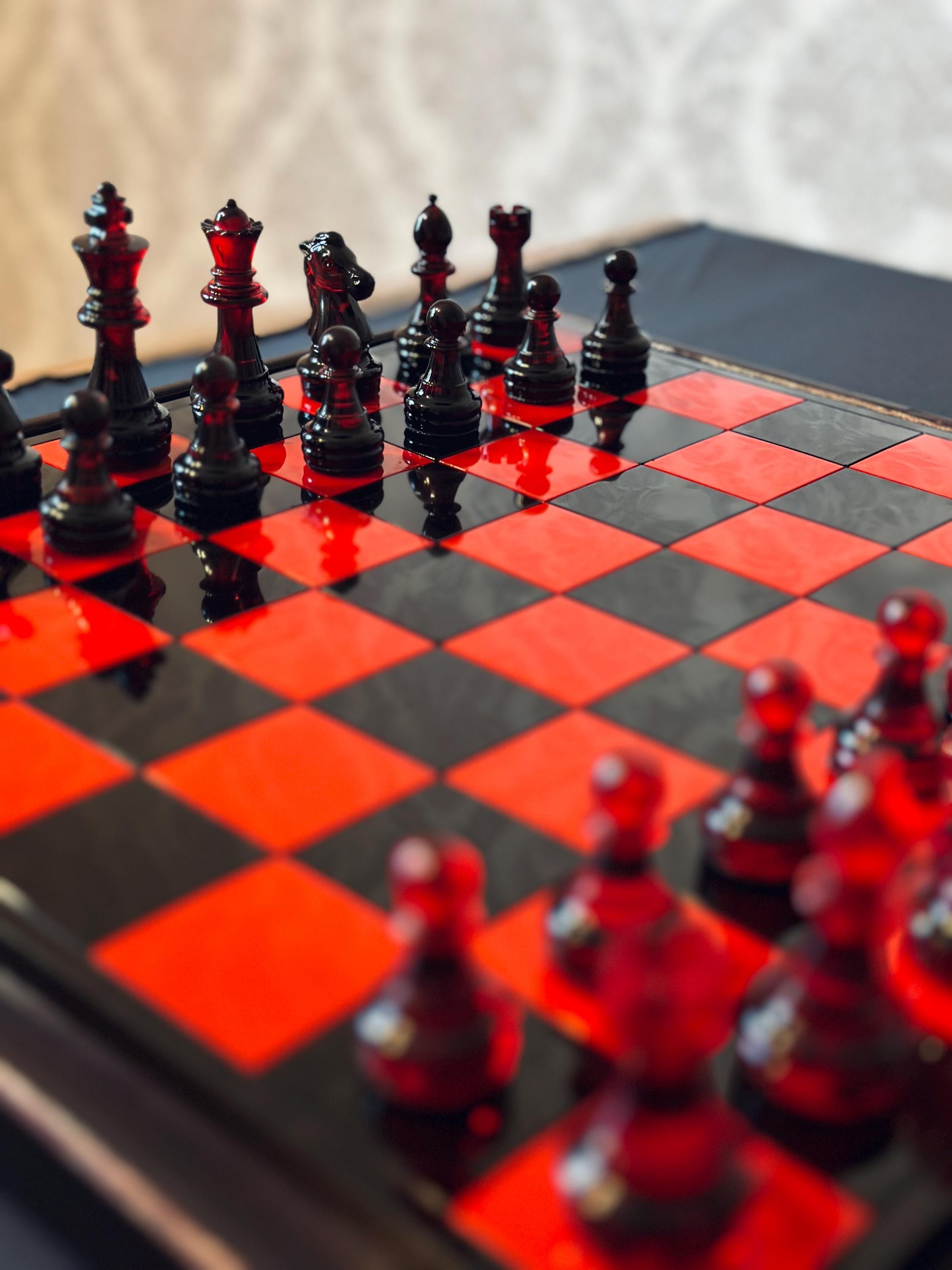 Unique Chess Sets, Custom Chess Board, Resin Chessboard Made of Wood ...