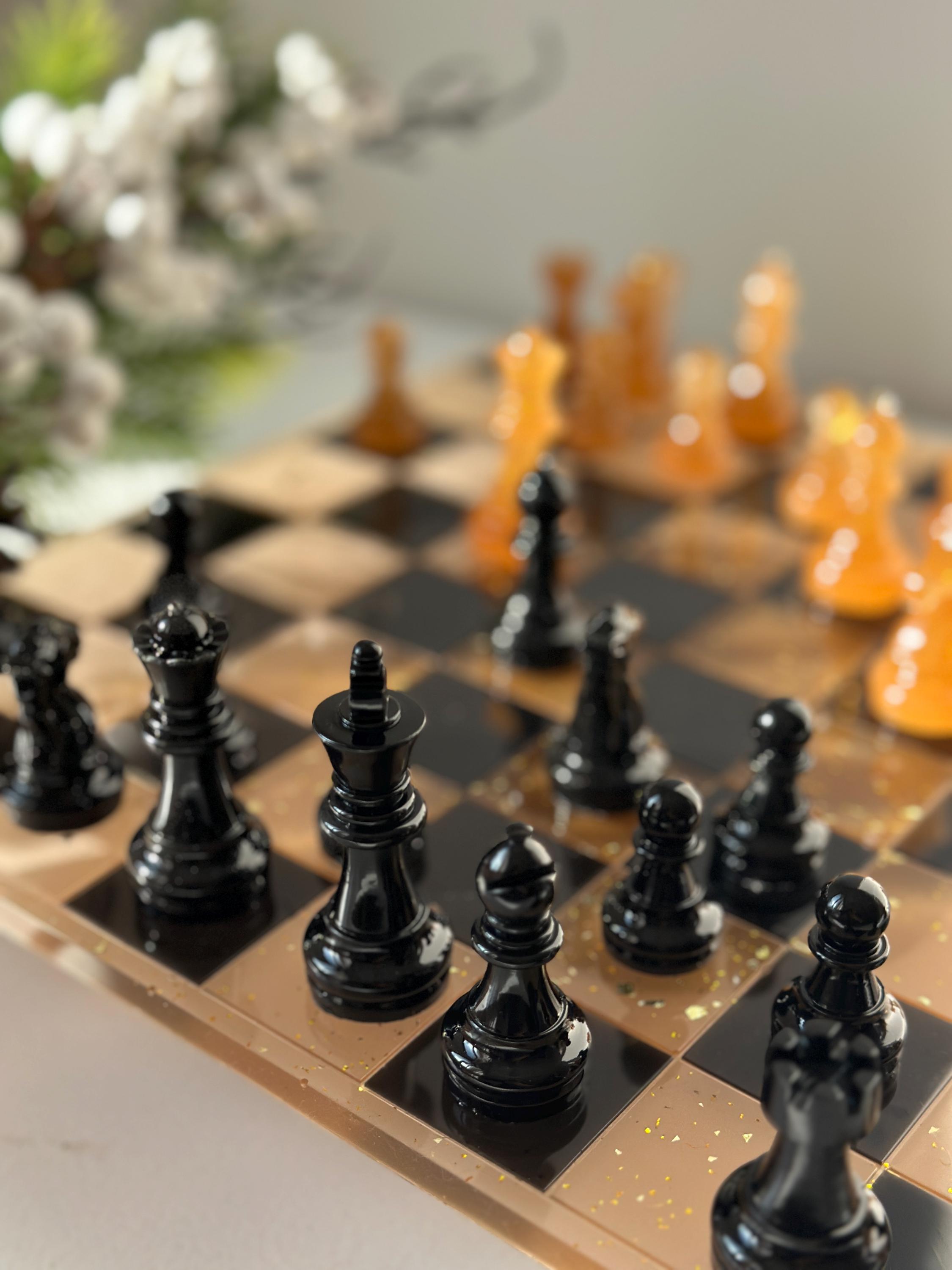 Handmade Chess Set Made of Epoxy Resin With a Wooden Podium, Epoxy ...