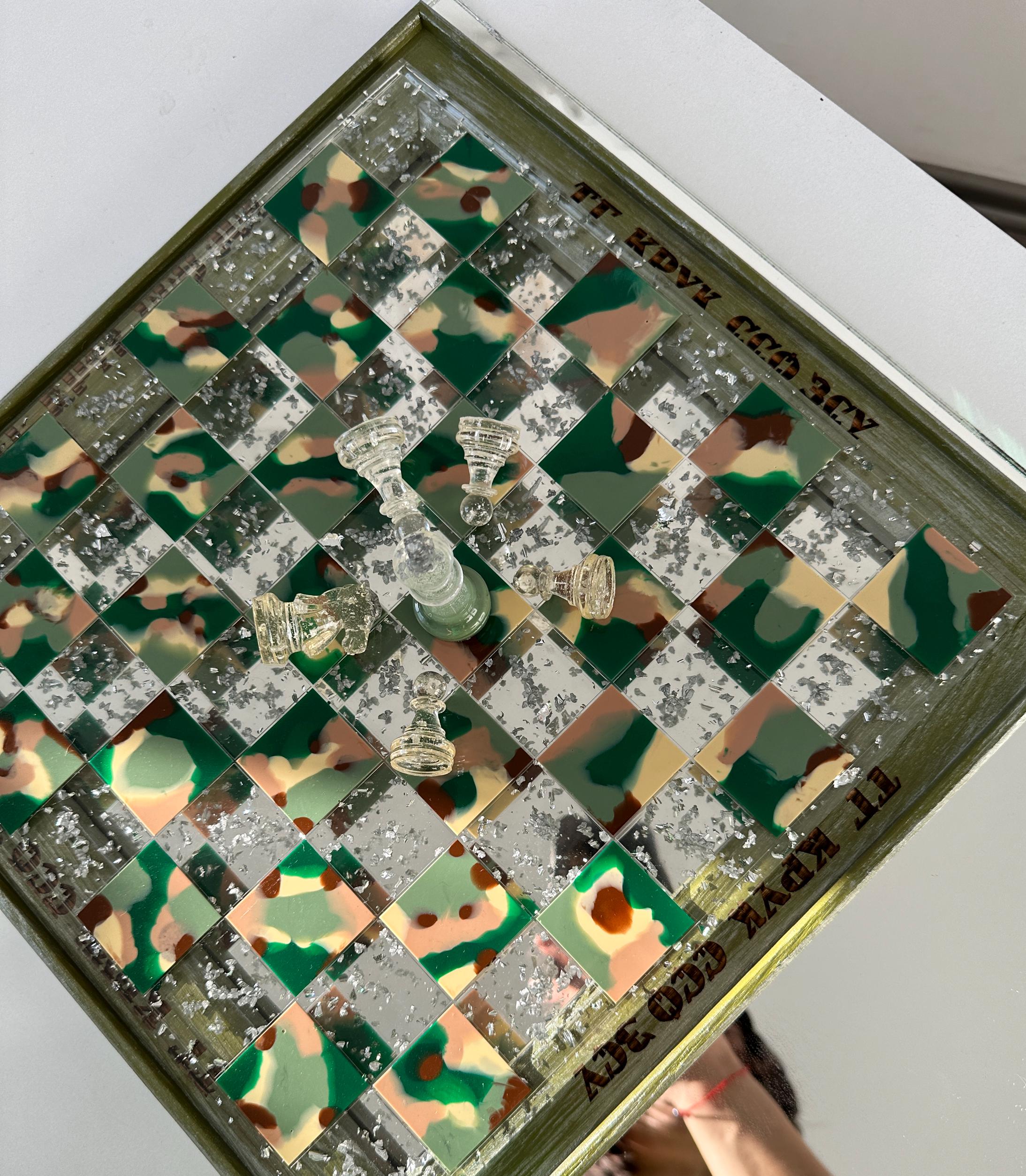 Epoxy Chess Set, Multicam Epoxy Chess Pieces and Chess Board, Handmade ...