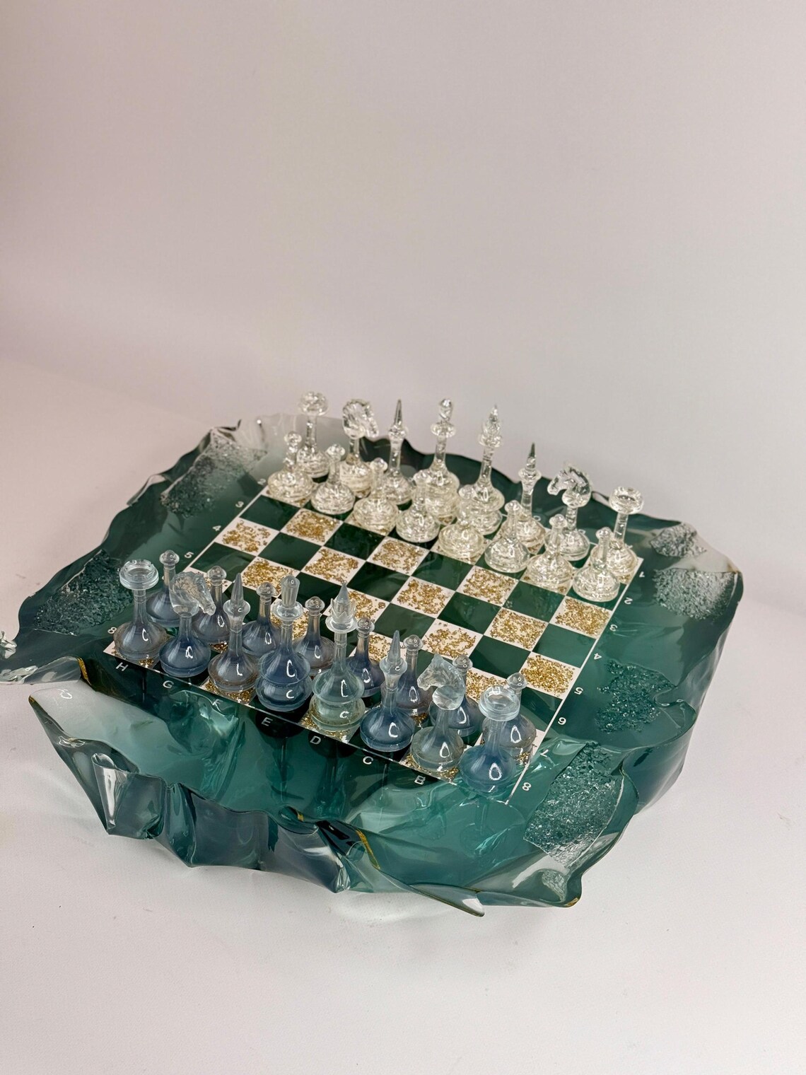 Handmade Resin Chess Set: Iceberg Design, Silver Accents - Etsy