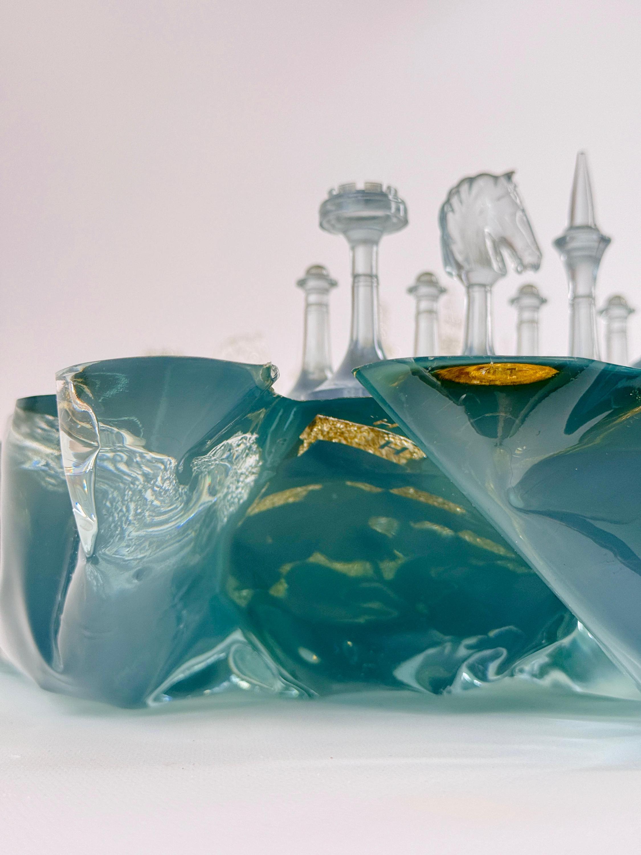 Handmade Resin Chess Set: Iceberg Design, Silver Accents - Etsy
