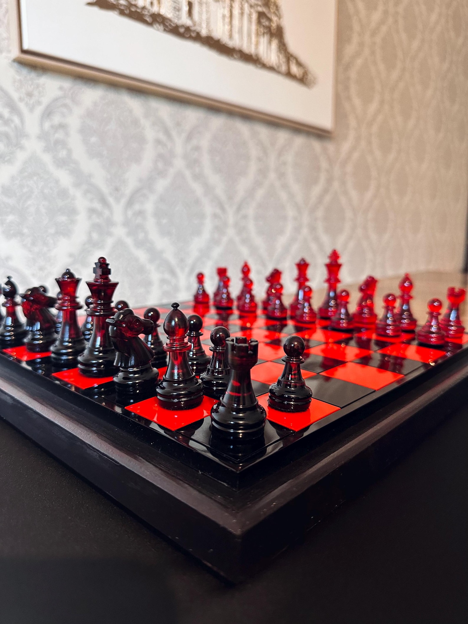 Unique Chess Sets, Custom Chess Board, Resin Chessboard Made of Wood ...