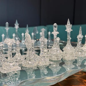 Handmade Iceberg Resin Chess Set: Unique Epoxy Chessboard - Etsy