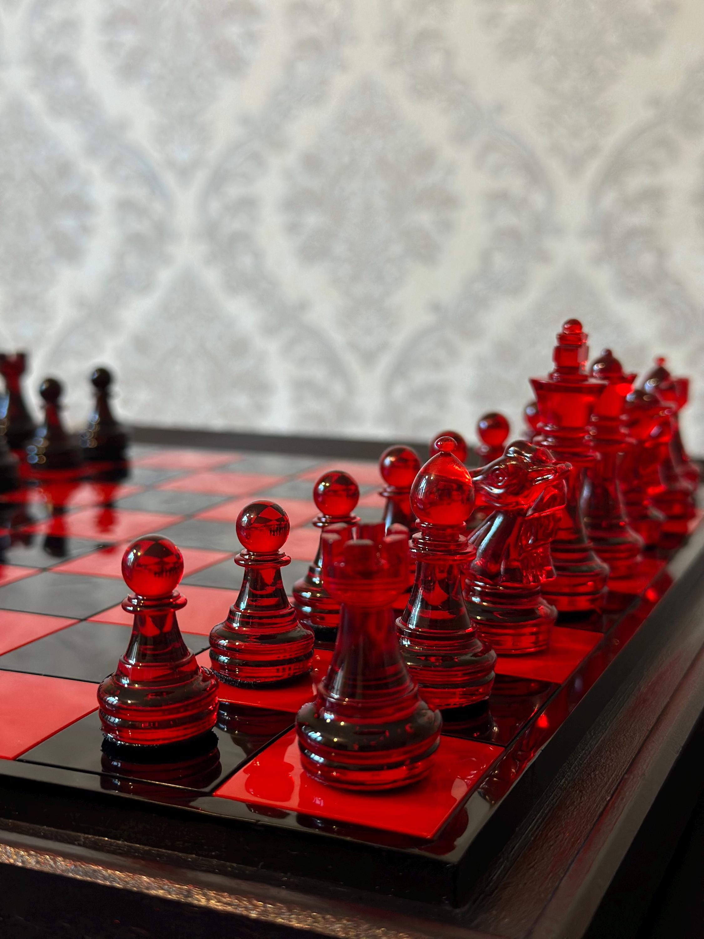 Unique Chess Sets, Custom Chess Board, Resin Chessboard Made of Wood ...