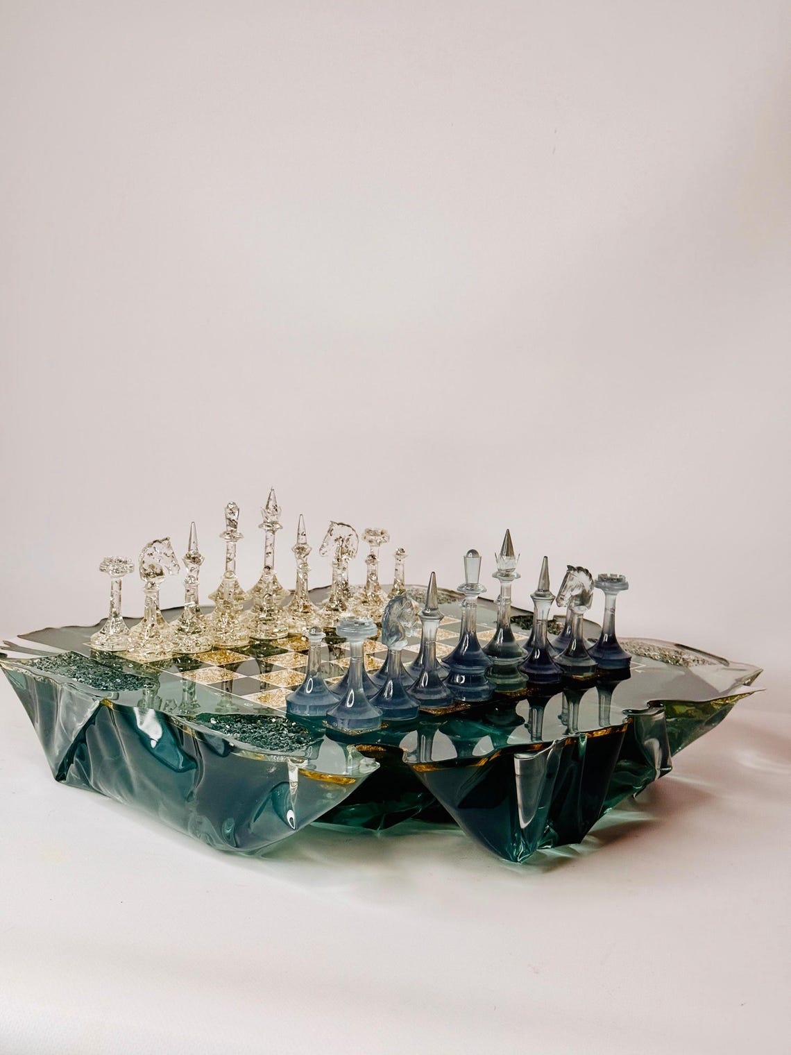 Handmade Resin Chess Set: Iceberg Design, Silver Accents - Etsy