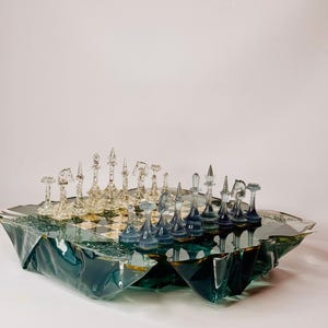 Handmade Resin Chess Set: Iceberg Design, Silver Accents - Etsy