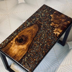 Epoxy Wood Table With Coffee Beans, Loft Resin Coffee Table ...