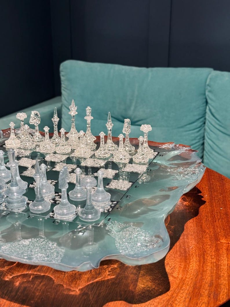 Handmade Iceberg Resin Chess Set: Unique Epoxy Chessboard - Etsy