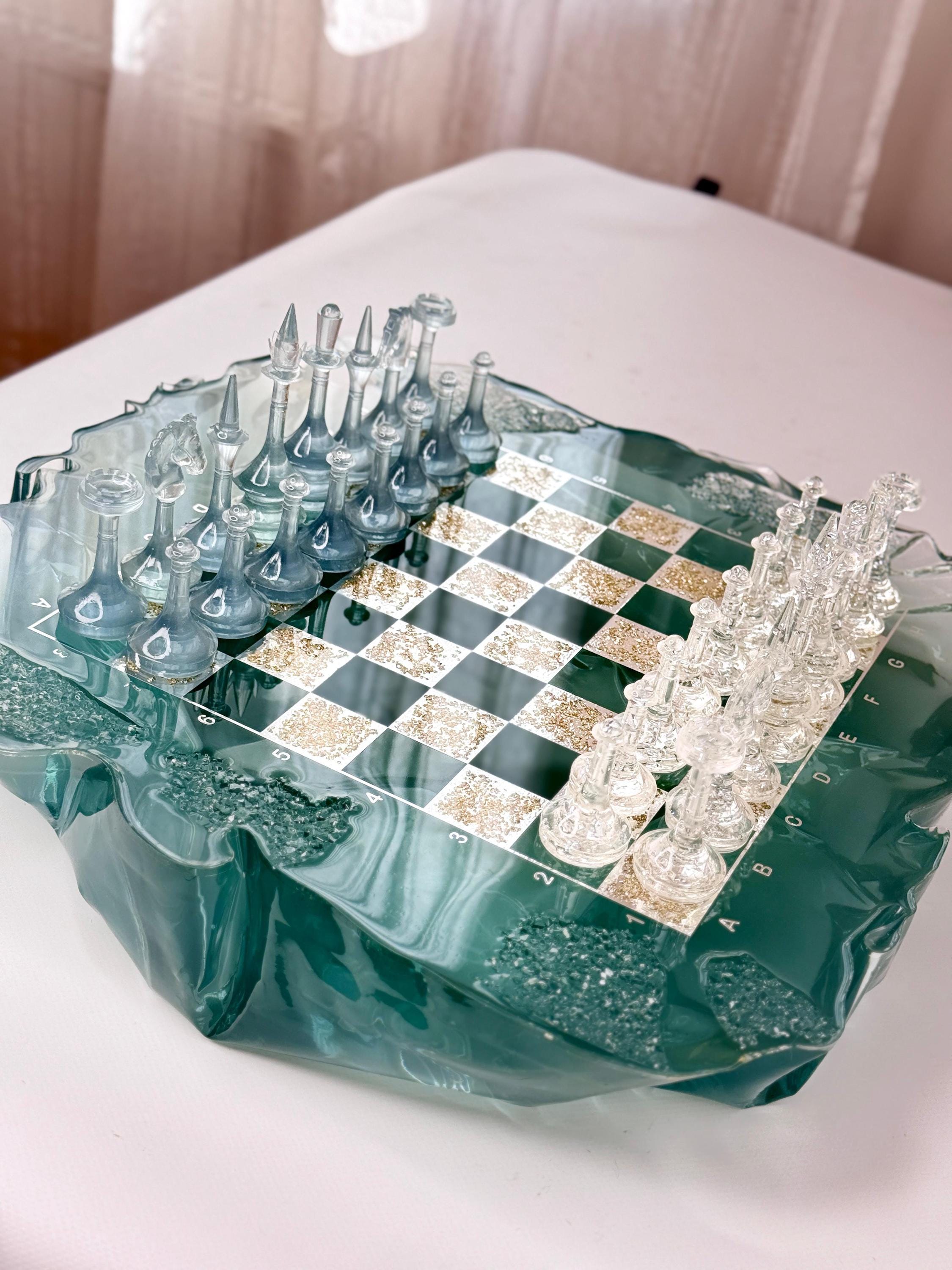 Handmade Resin Chess Set: Iceberg Design, Silver Accents - Etsy