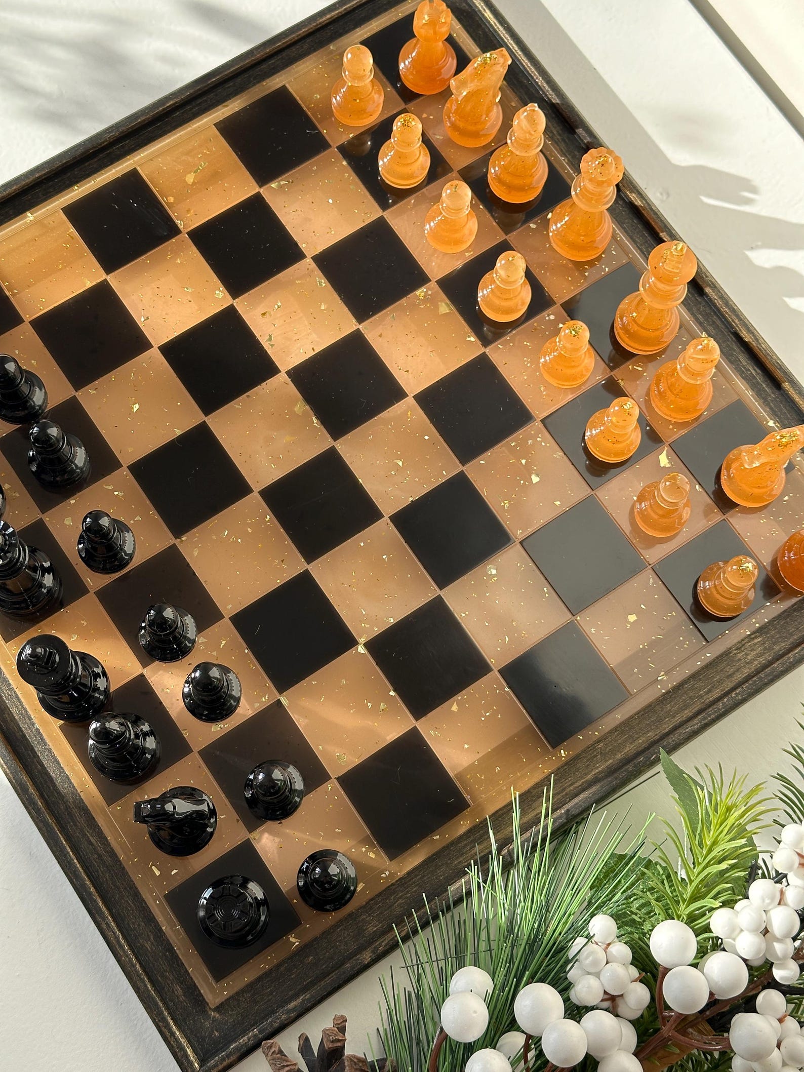 Handmade Epoxy Resin Chess Set, Wood Podium, Custom Colors - Etsy