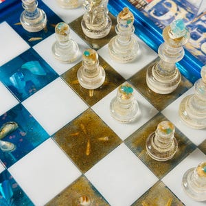Handmade Epoxy Resin Chess Set: Ocean Style Starfish Chessboard - Etsy