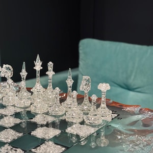 Handmade Iceberg Resin Chess Set: Unique Epoxy Chessboard - Etsy