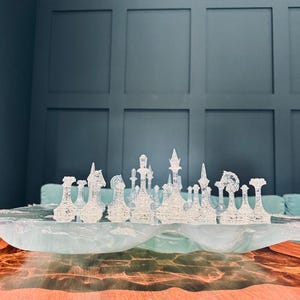 Handmade Iceberg Resin Chess Set: Unique Epoxy Chessboard - Etsy