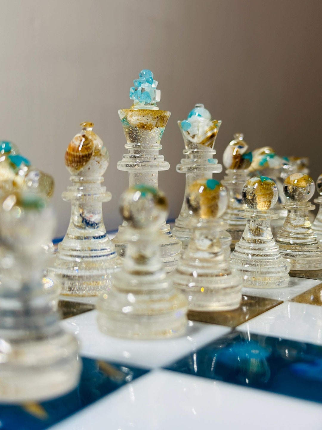 Handmade Epoxy Resin Chess Set: Ocean Style Starfish Chessboard - Etsy