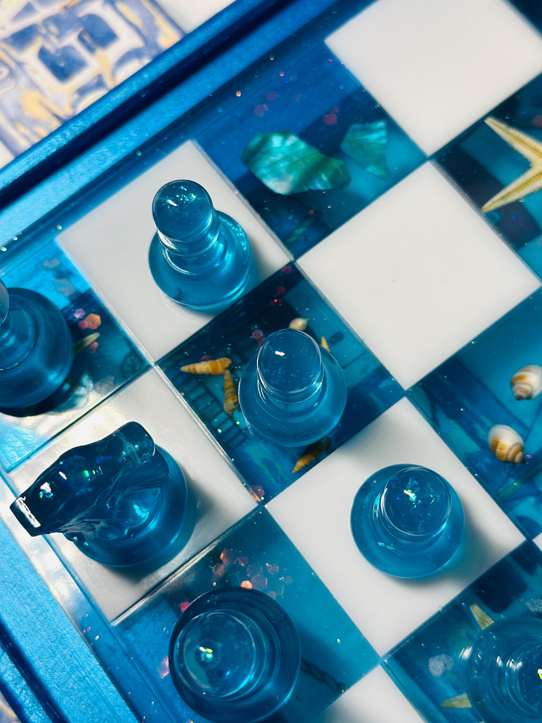Handmade Epoxy Resin Chess Set: Ocean Style Starfish Chessboard - Etsy
