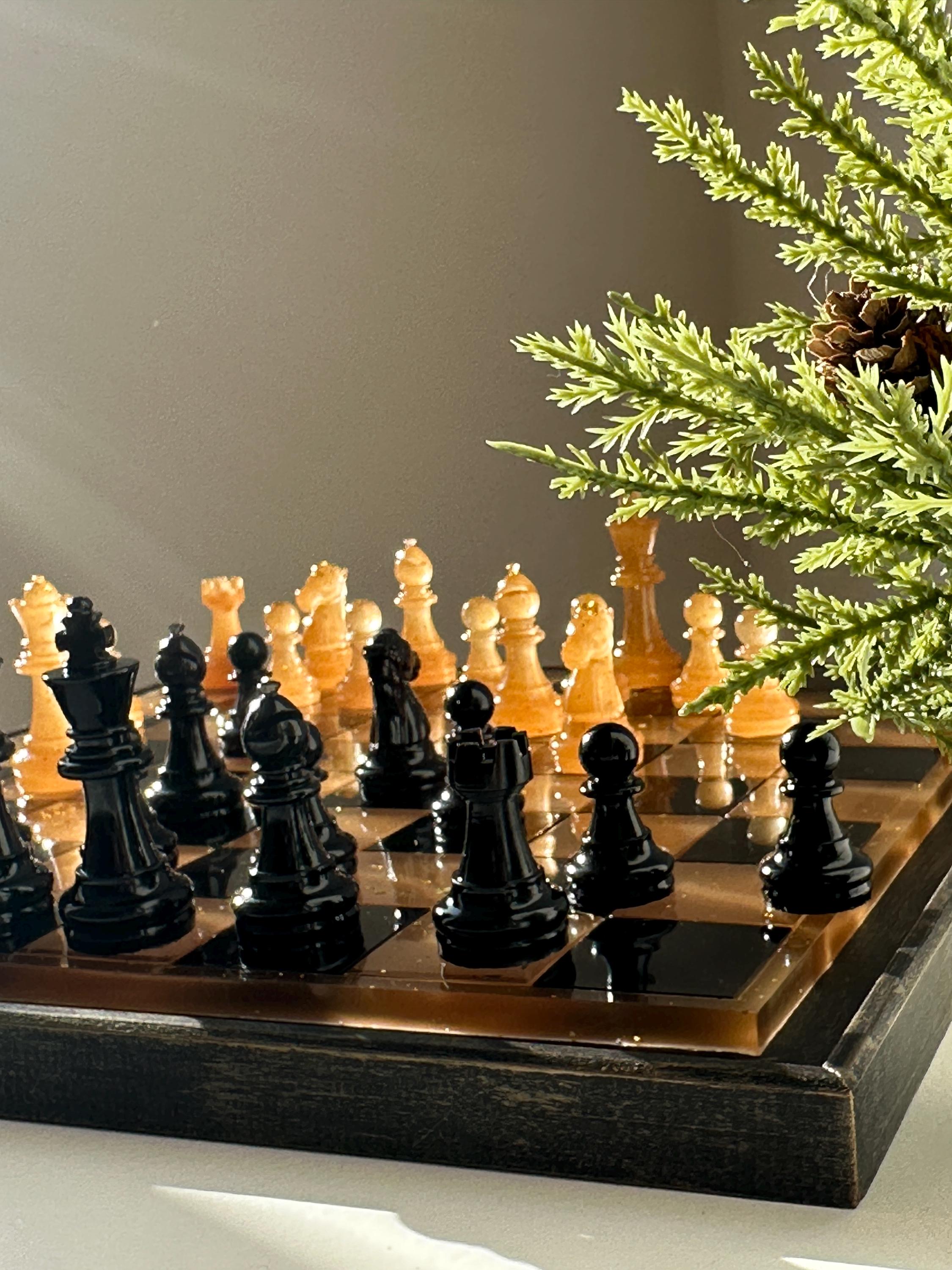 Handmade Chess Set Made of Epoxy Resin With a Wooden Podium, Epoxy ...