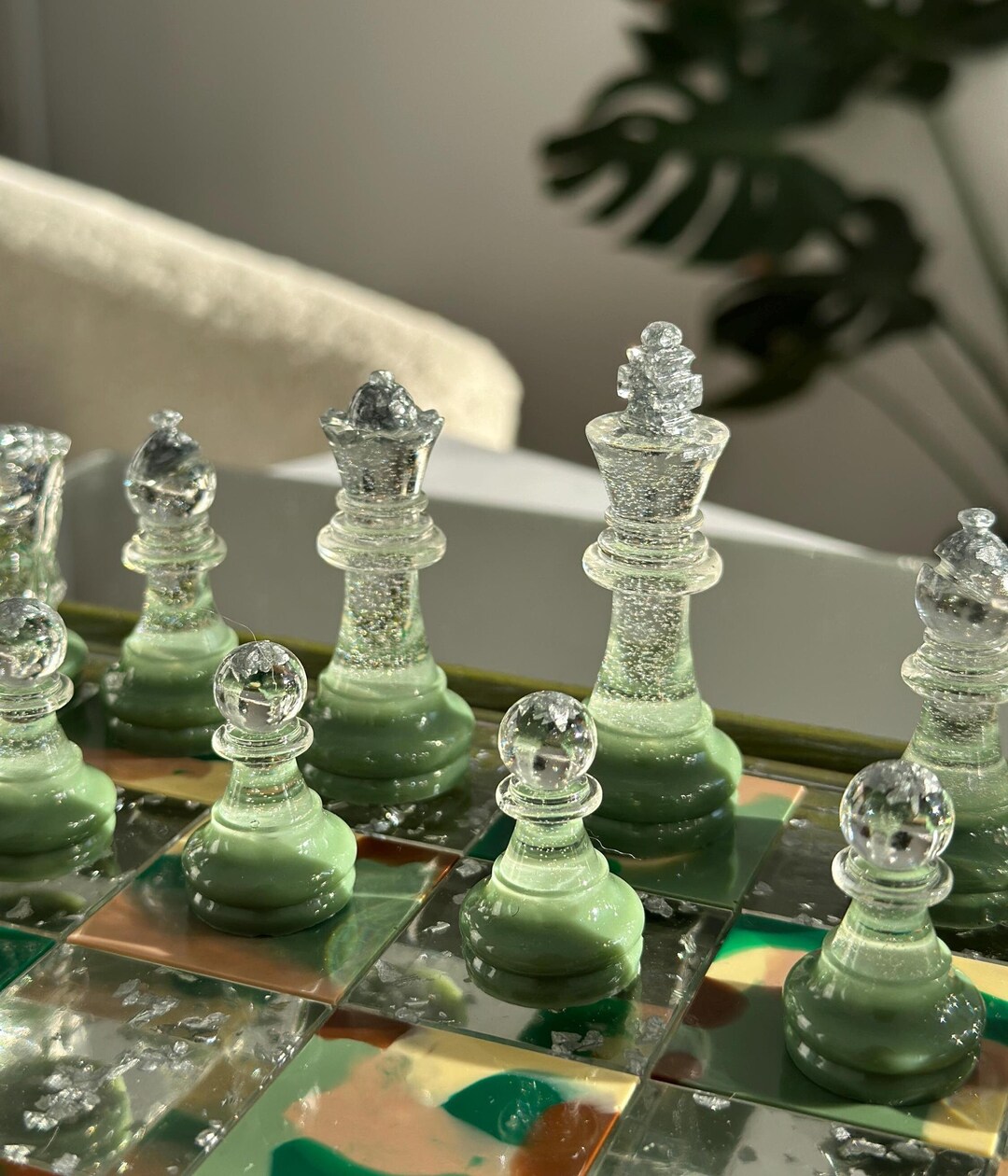 Epoxy Chess Set, Multicam Epoxy Chess Pieces and Chess Board, Handmade ...