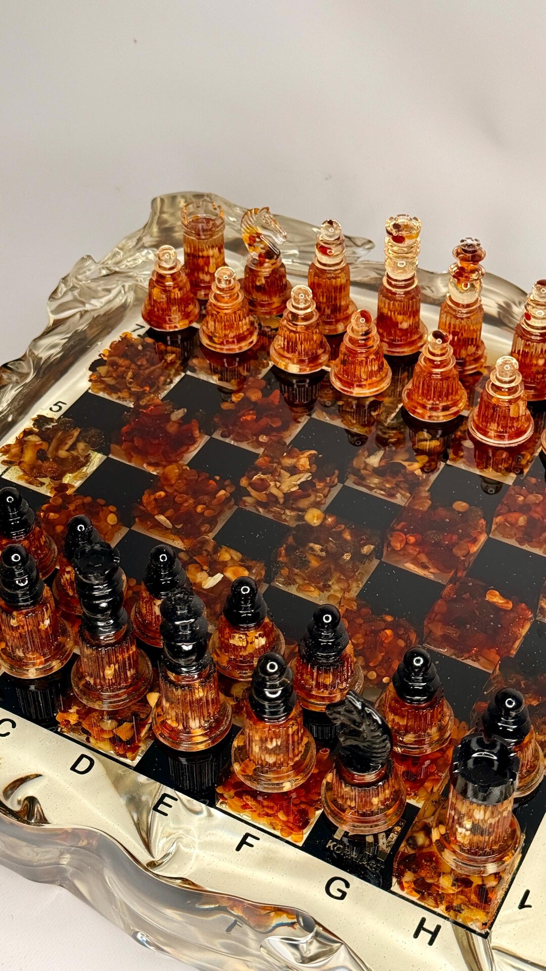 Amber Iceberg Chess Set: Handmade Luxury Resin Artwork (40x40 Cm) - Etsy