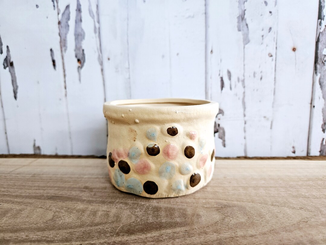 4 Ceramic Pot With 3D Details and Proper Drainage for Succulents and ...