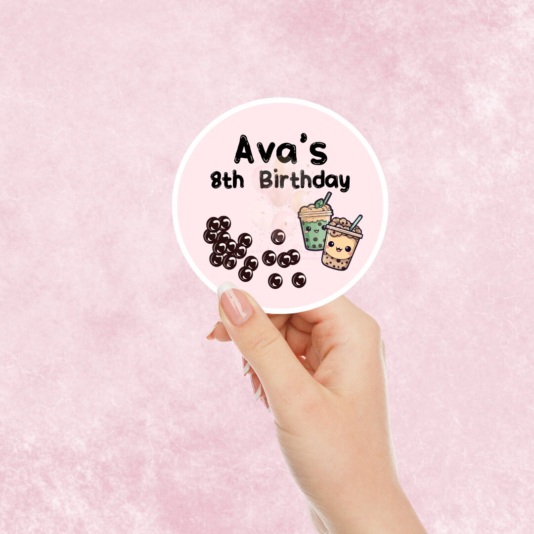 Boba Theme Sticker Labels Boba Birthday Sticker Labels - Etsy