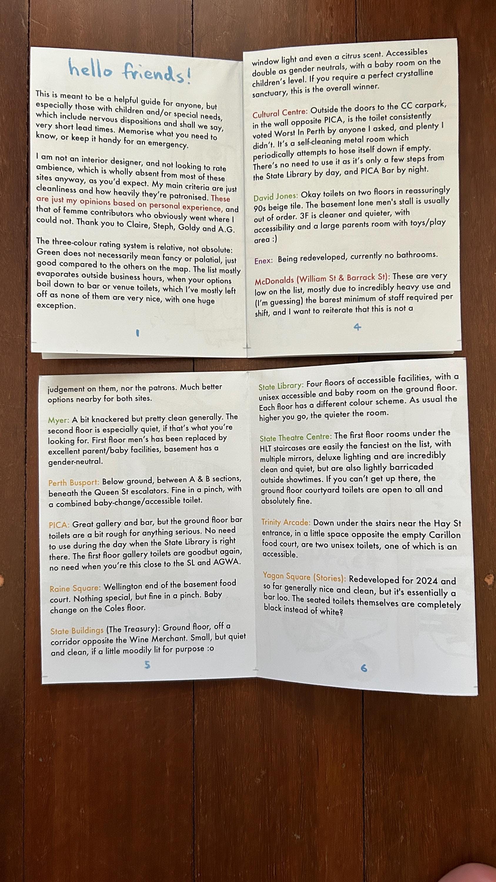 Perth CBD Toilet Guide & Foldout Map, a Zine :) - Etsy