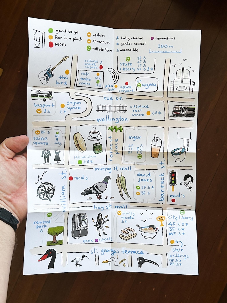 Perth CBD Toilet Guide & Foldout Map, a Zine :) - Etsy
