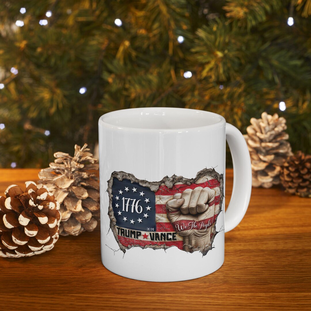 Patriotic Mug, American Flag Coffee Cup, Political Gift for Trump and ...