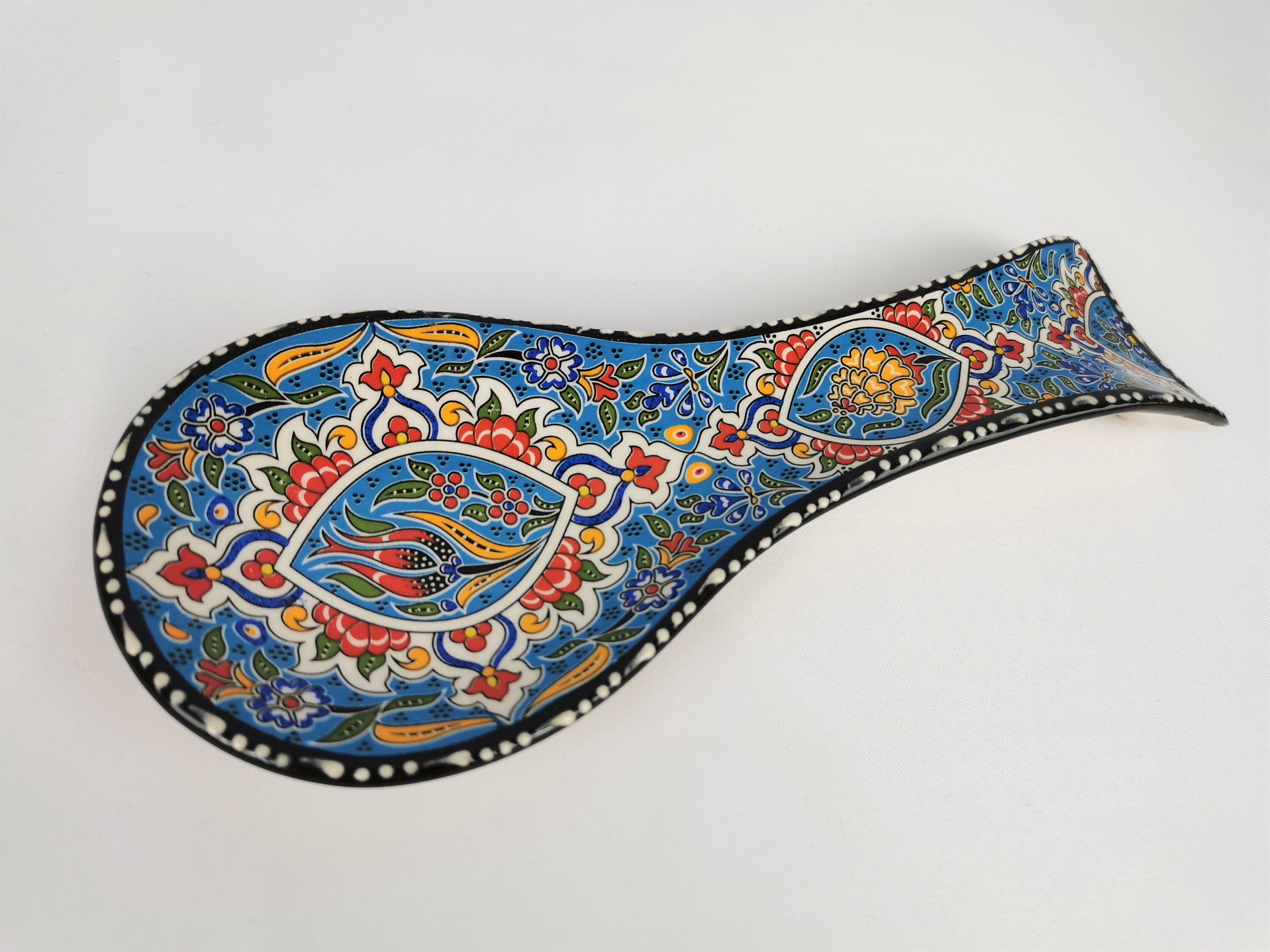 Turkish Handmade Ceramic Floral Colourful Spoon Rest, Spoon Holder, Tea ...