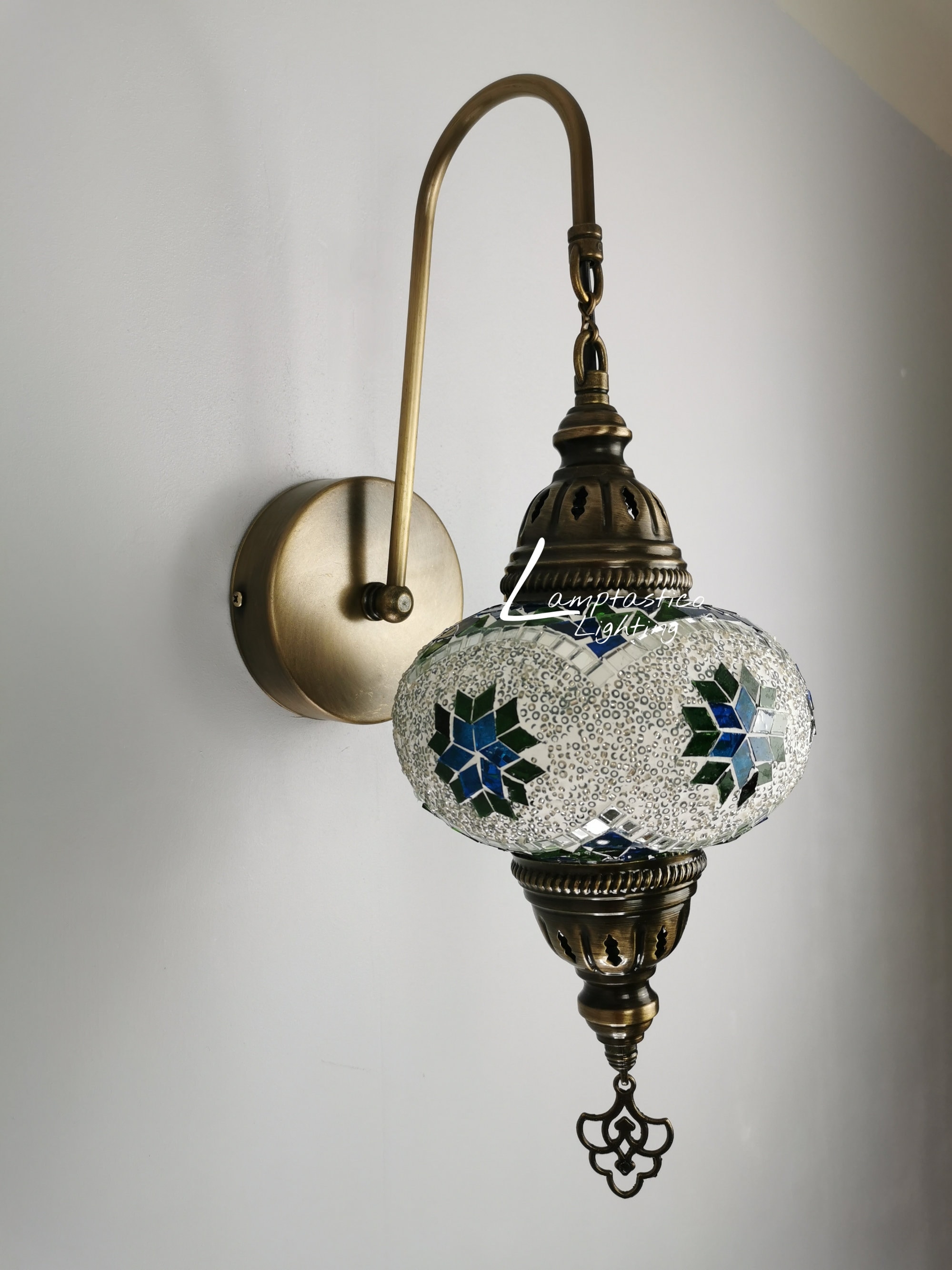 Stunning Blue Mosaic Glass Wall Sconce Lamp Turkish Lamp - Etsy