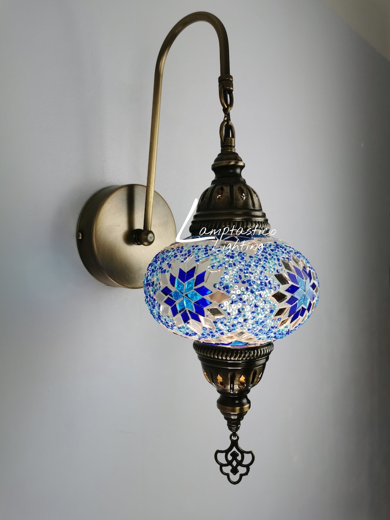 Stunning Blue Mosaic Glass Wall Sconce Lamp Turkish Lamp - Etsy