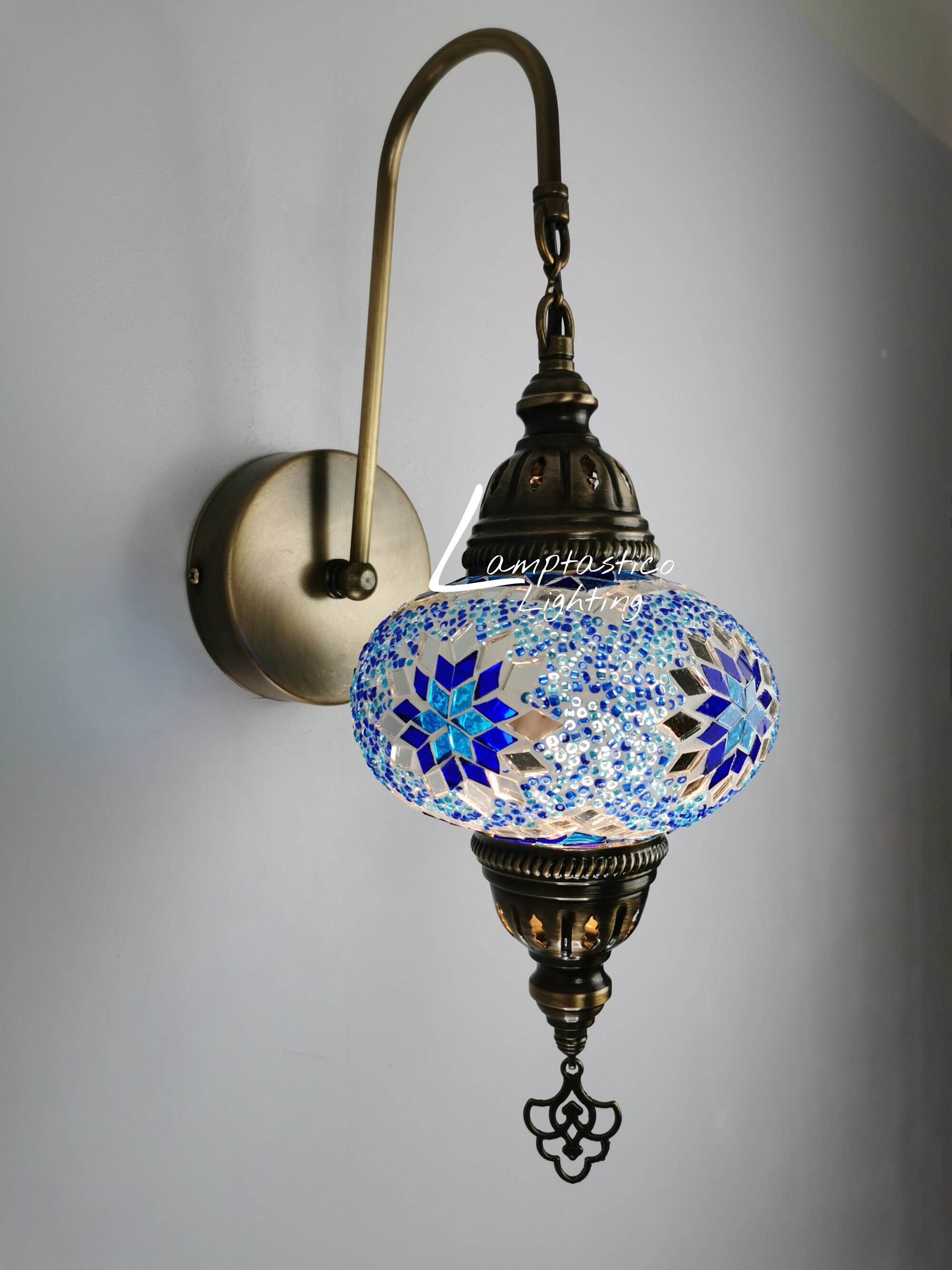 Stunning Blue Mosaic Glass Wall Sconce Lamp Turkish Lamp - Etsy