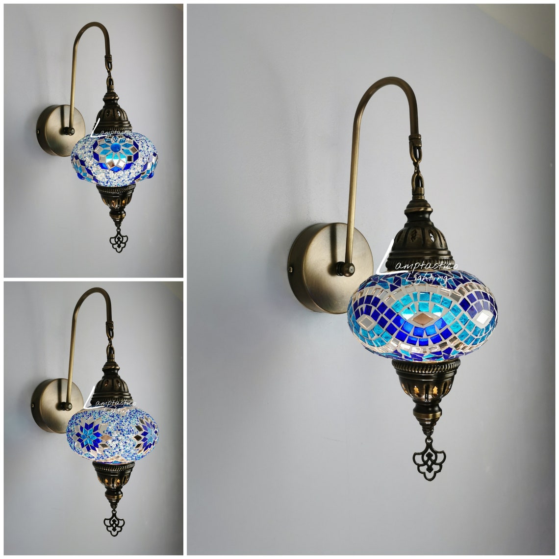 Stunning Blue Mosaic Glass Wall Sconce Lamp Turkish Lamp - Etsy